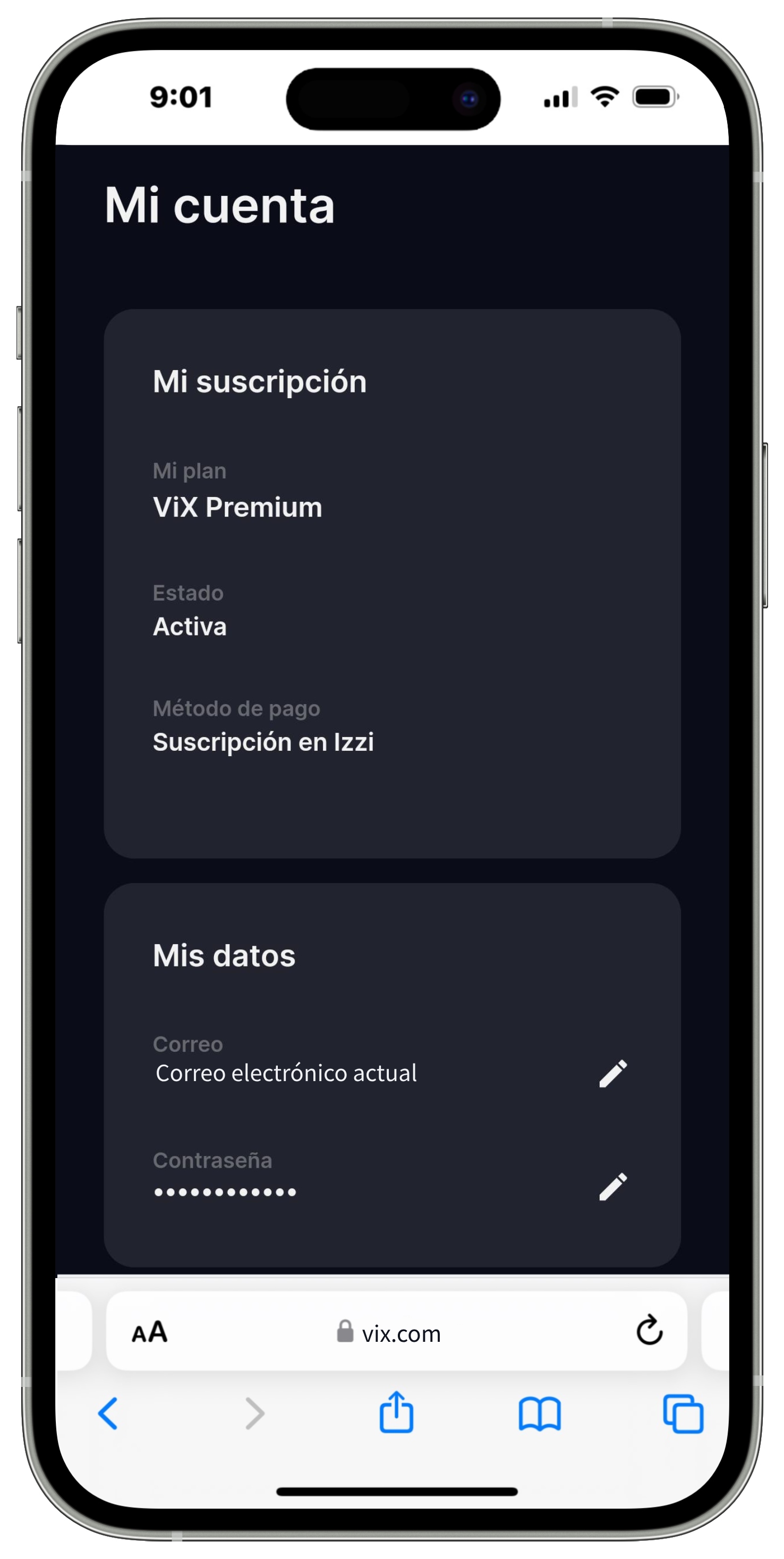 Modifica tu usuario y contraseña de ViX Premium – Ayuda izzi
